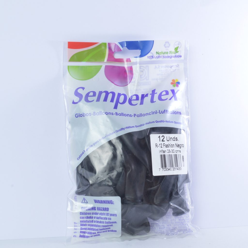GLOBOS SEMPERTEX NEGRO R-12 * 12 UNIDADES - FASHION - Occidente Papelería